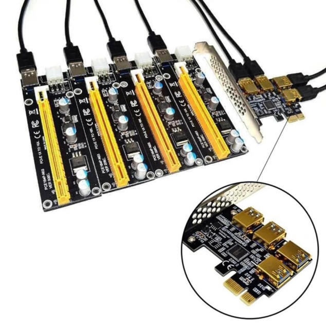 PCIe Splitter 1 to 4 Multiplier Adapter Card - TekHouse